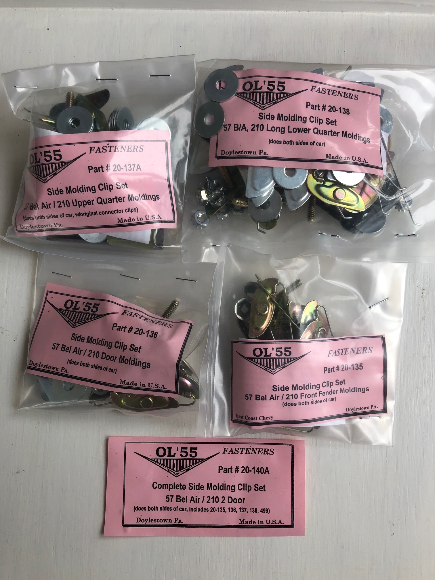 Complete side Molding clip set – 57 | chevy classic